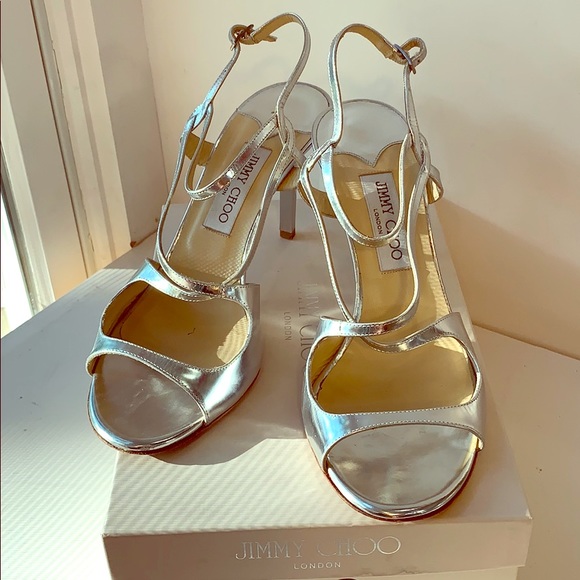 Jimmy Choo | Shoes | Jimmy Choo Mirror Leather Silver Sandal | Poshmark
